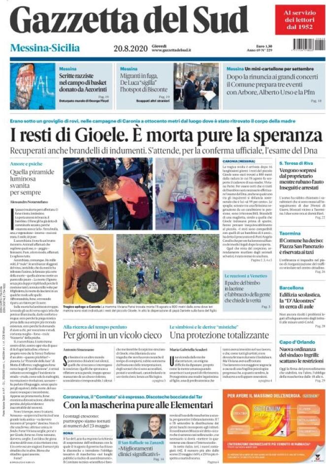La Prima Pagina Della Gazzetta Del Sud